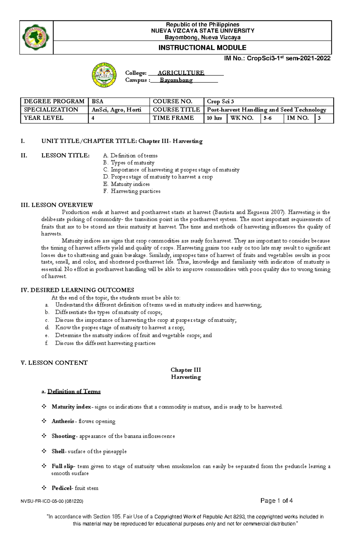 Module 3 - NUEVA VIZCAYA STATE UNIVERSITY Bayombong, Nueva Vizcaya ...