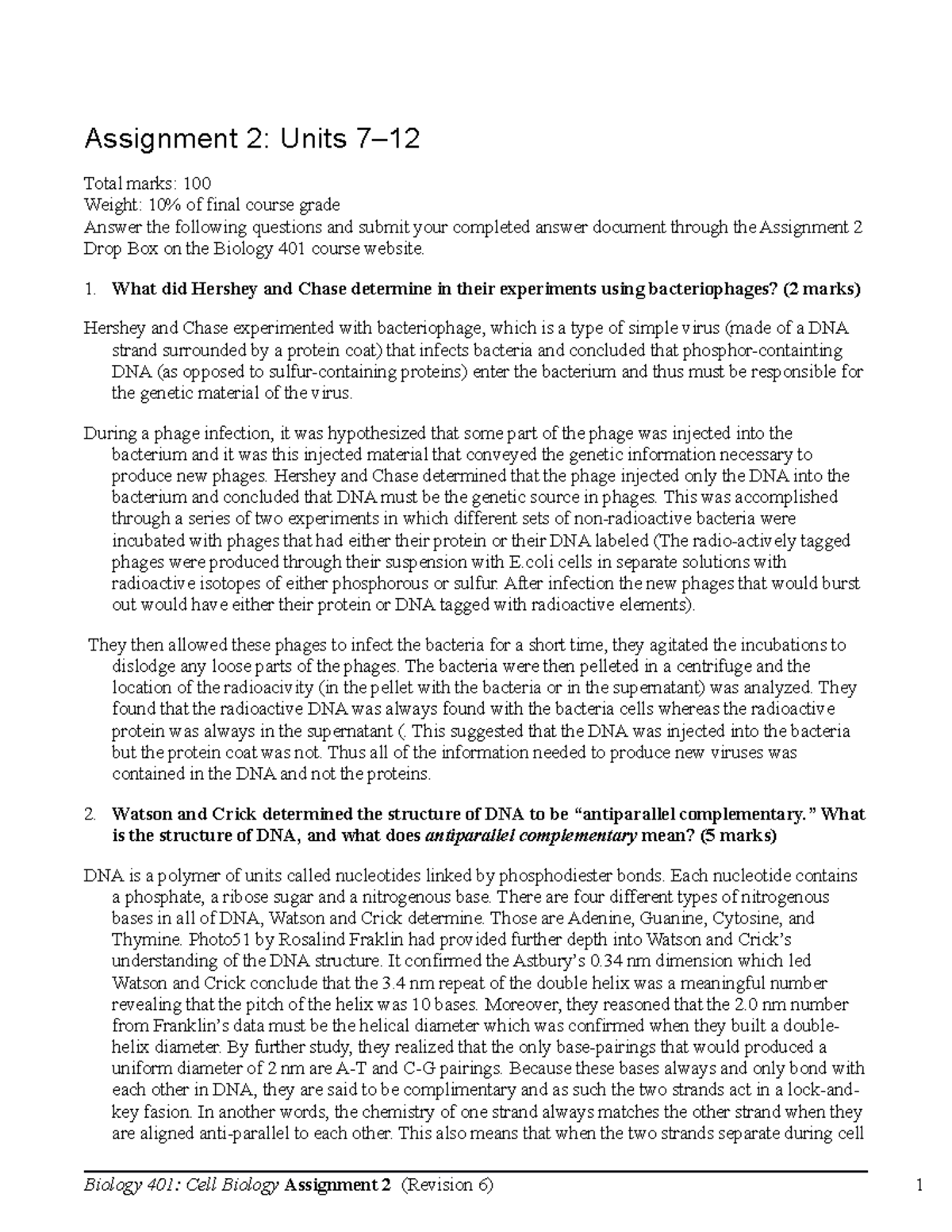 Assign 02 - Major Assignment - Assignment 2: Units 7– Total marks: 100 ...