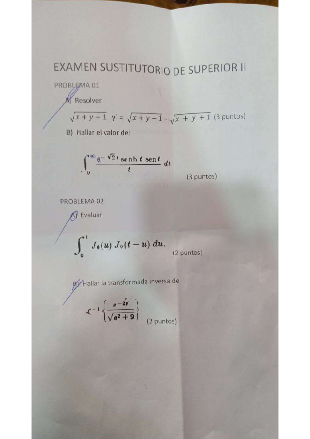 ES Superior II - EXAMEN - matematicas 4 - EXAMEN SUSTITUTORIO DE ...
