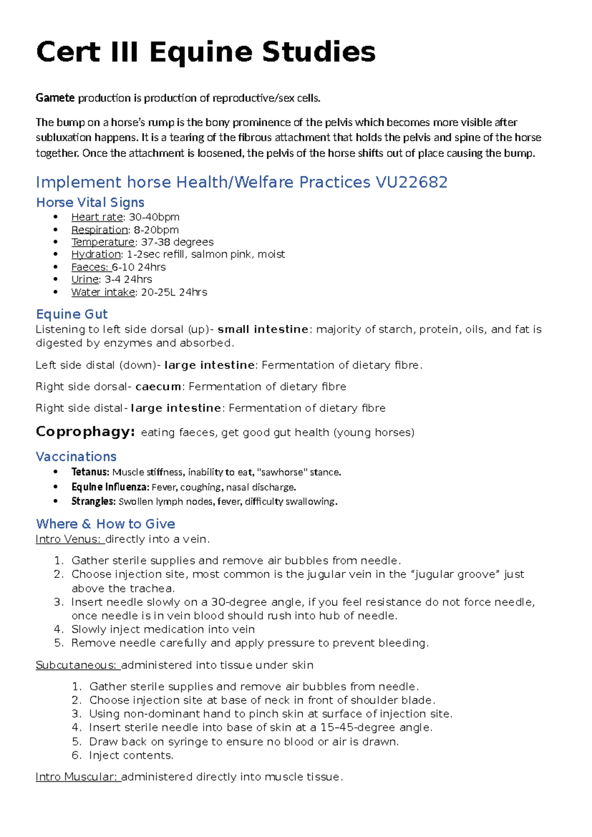 Equine studies - Covers all areas of study including practise questions ...