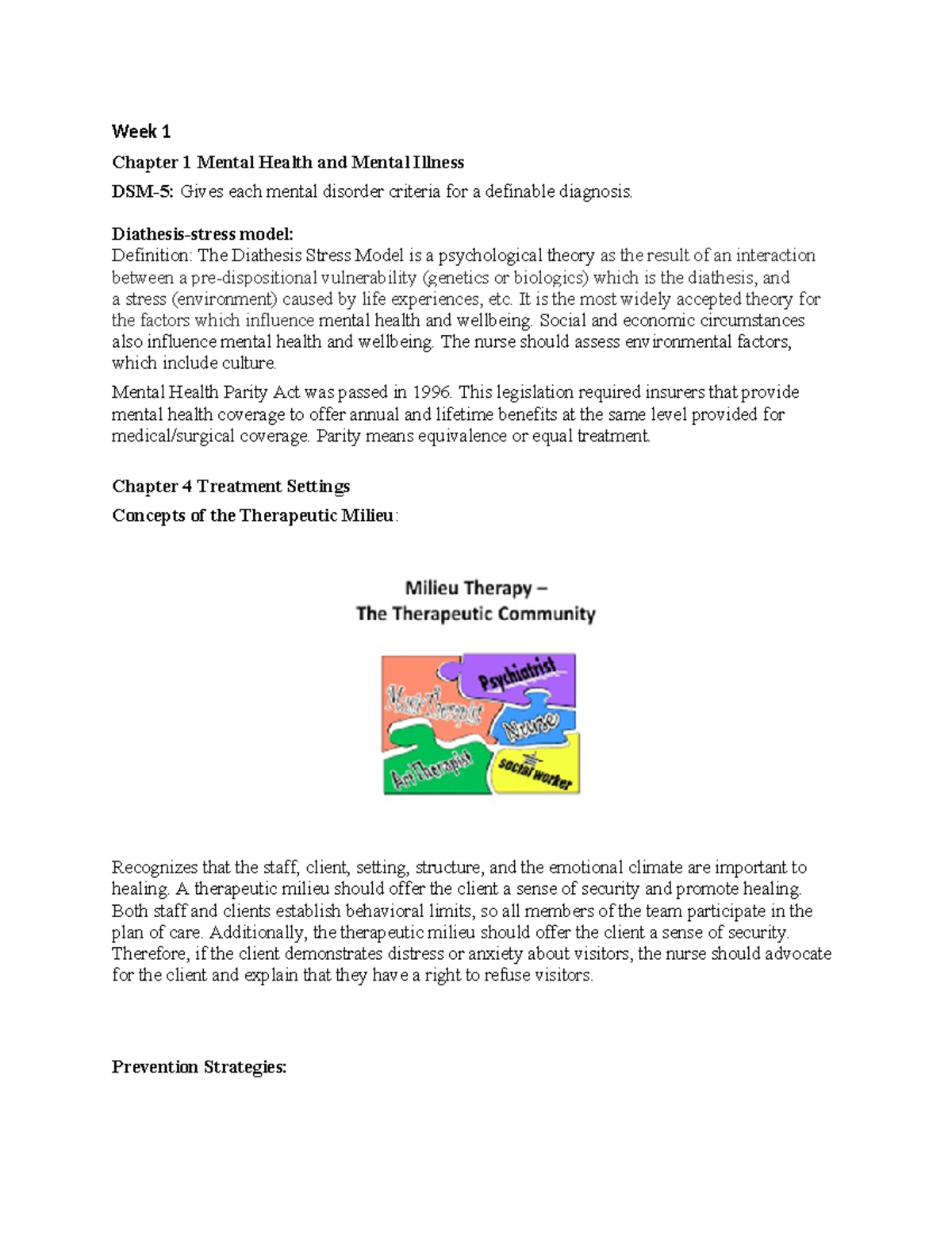 Mental Heath exam 1 - Assignment - Week 1 Chapter 1 Mental Health and Mental Illness DSM-5 ...