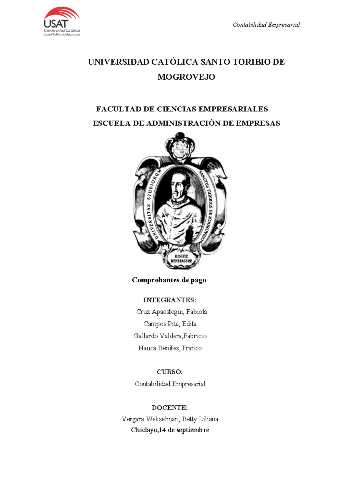 Comprobantes de pago - sdasda - UNIVERSIDAD CATÓLICA SANTO TORIBIO DE ...