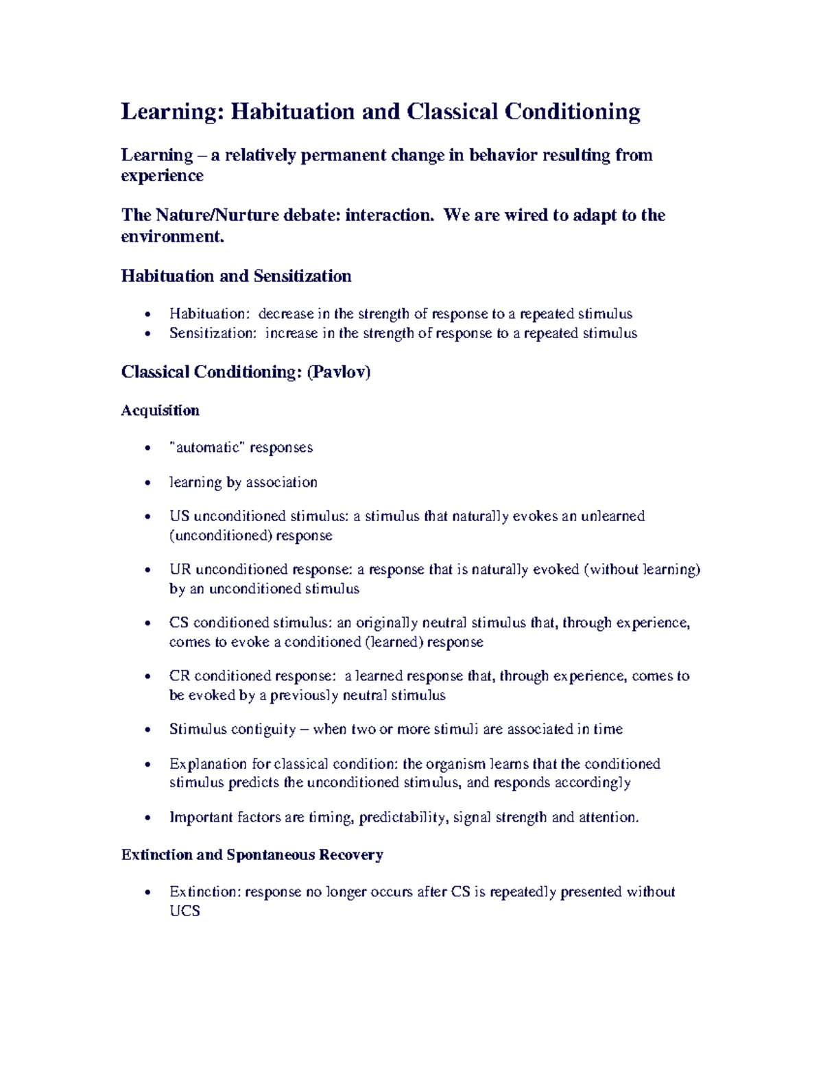 Learning Classical Conditioning - Learning: Habituation and Classical ...