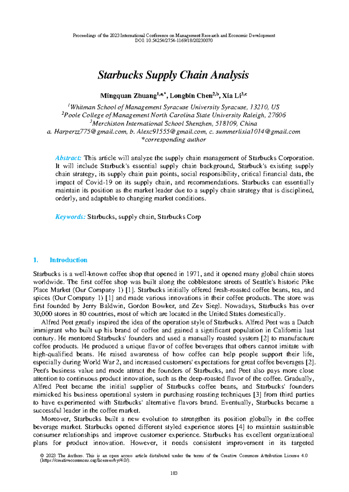 Starbucks Supply Chain Analysis - Starbucks Supply Chain Analysis ...
