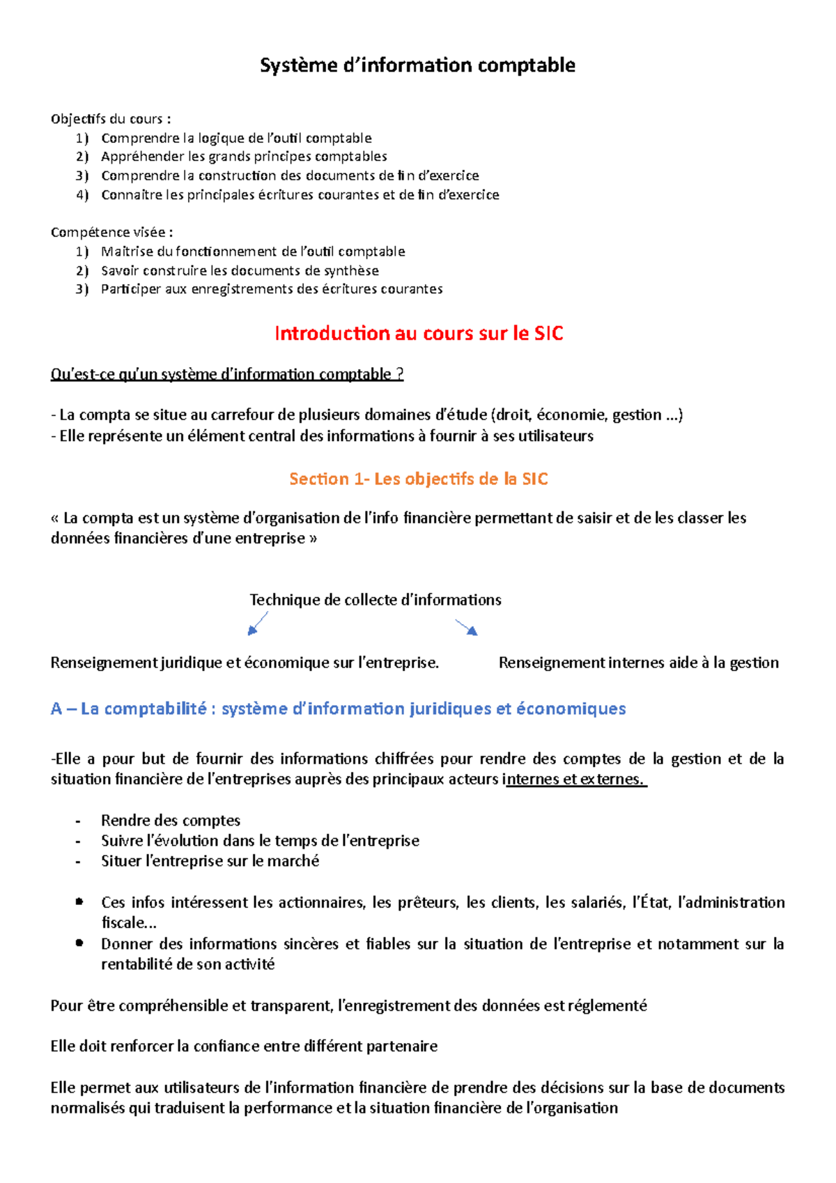 Intro - Système d’information comptable Objectifs du cours : 1 ...