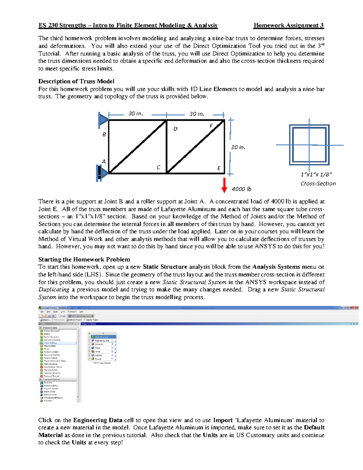 Ansys Assignment 1 - ES 230 Strengths – Intro to Finite Element ...