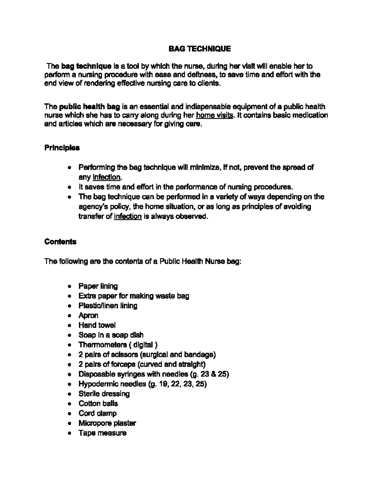 BAG Technique - bs nursing - Studocu