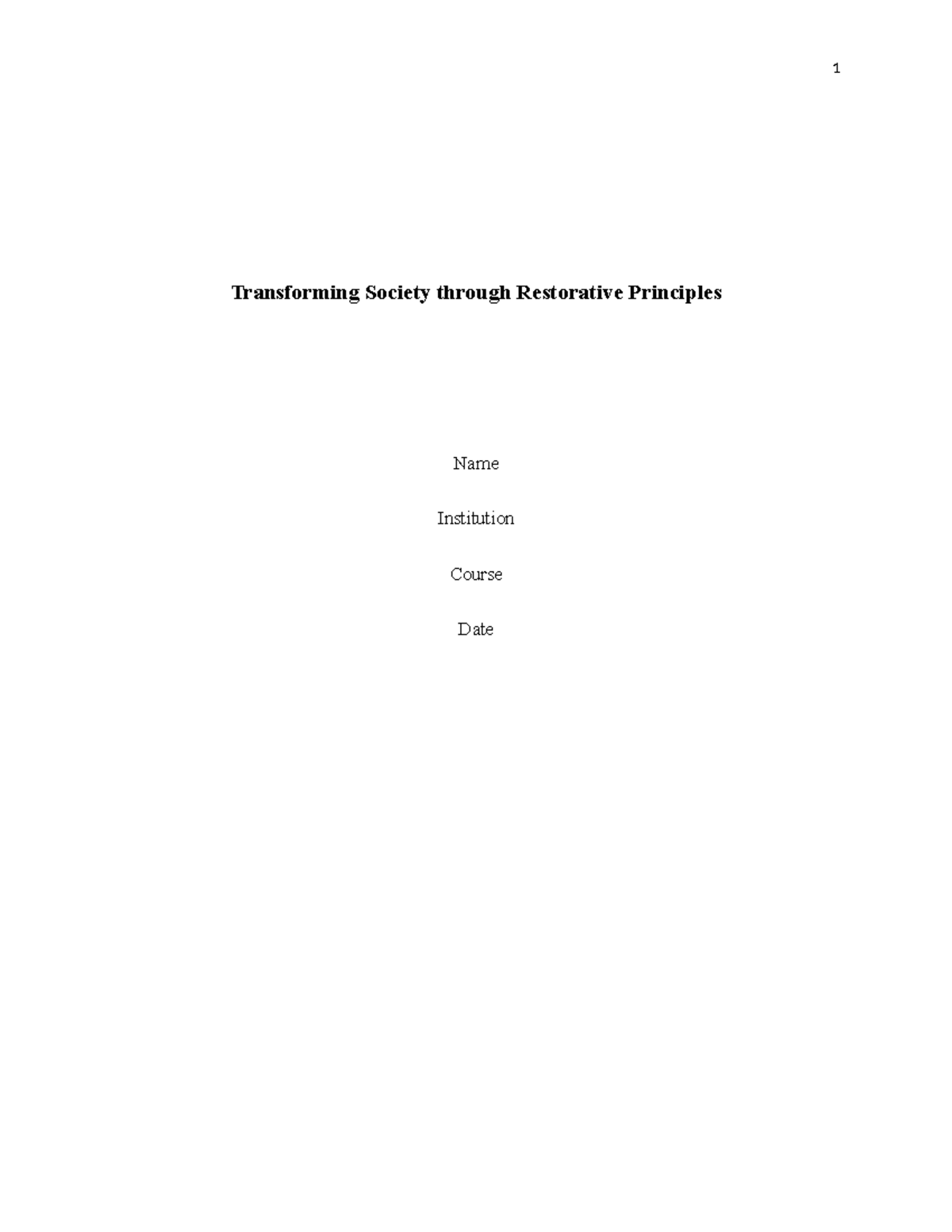 Transforming Society through Restorative Principles - Transforming ...