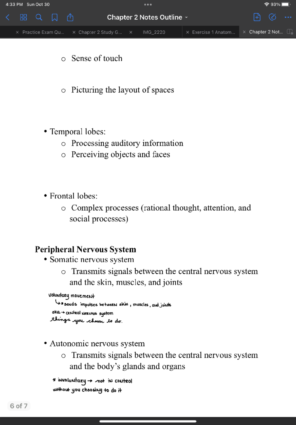 Peripheral Nervous System - PSY2012 - Studocu