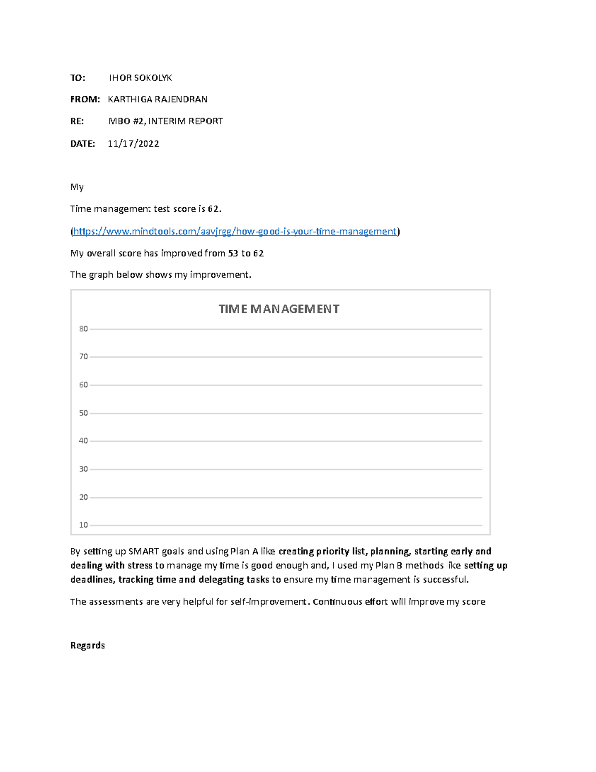 Mbo2 - MBO assignment - TO: IHOR SOKOLYK FROM: KARTHIGA RAJENDRAN RE ...