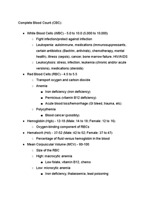 Normal lab values 08 - LABORATORY NORMAL VALUE NOTES WBC 5,000 –10,0000 ...
