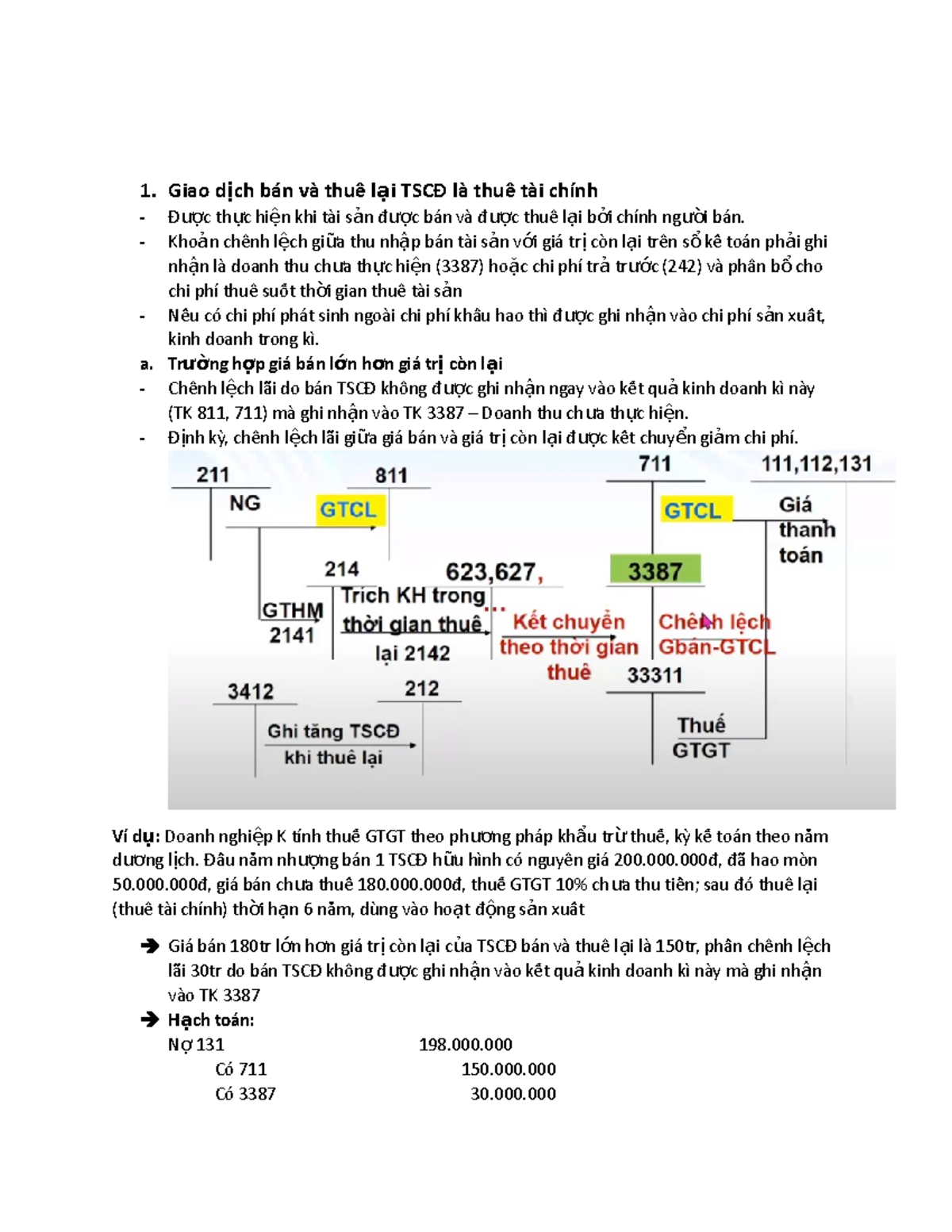Bán và thuê lại - Ban va thue lai TSCD - 1. Giao d ch bán và thuê lị ại TSCĐ là thuê tài chính Đ ...