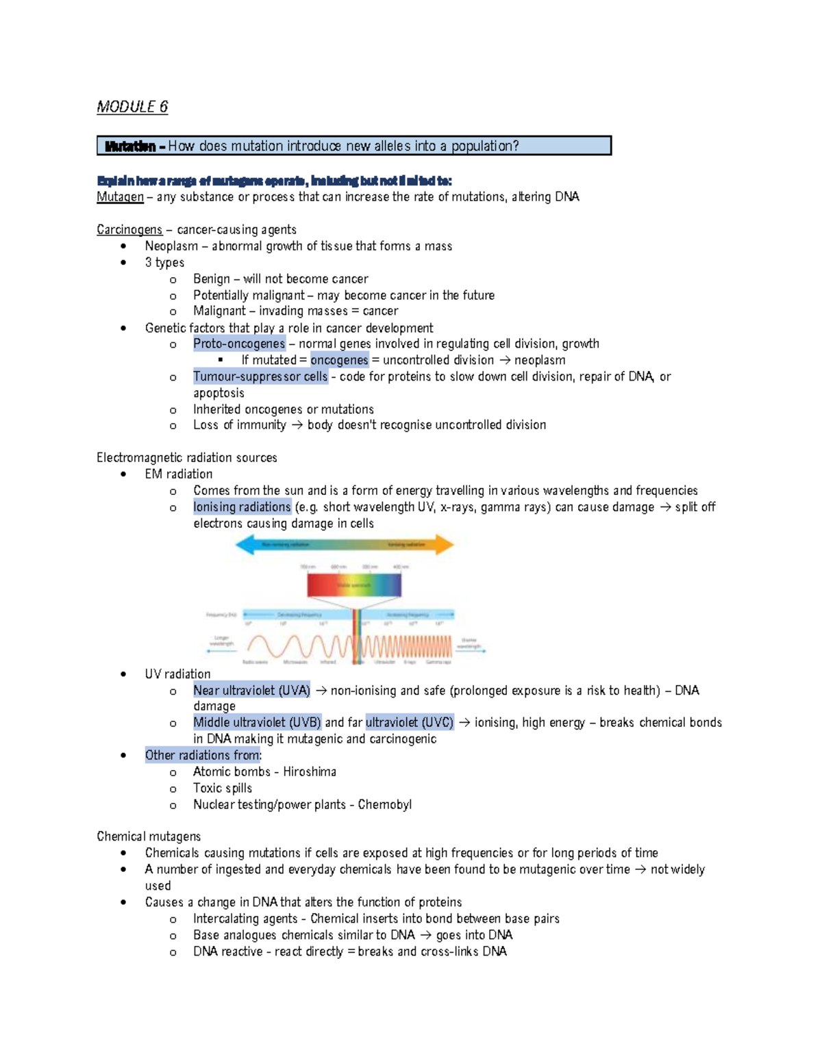Bio module 6 notes - MODULE 6 Mutation – How does mutation introduce ...