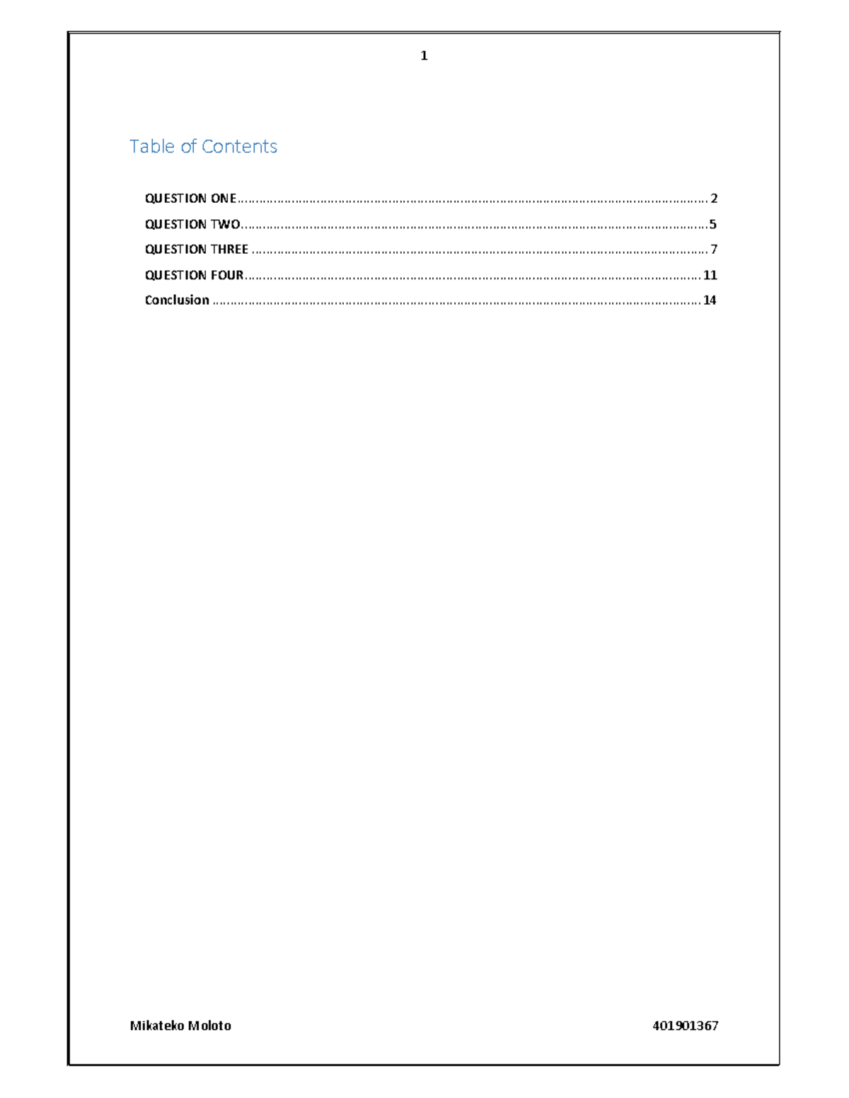 Cyber Security 700 Assign - Table of Contents QUESTION ONE QUESTION TWO ...