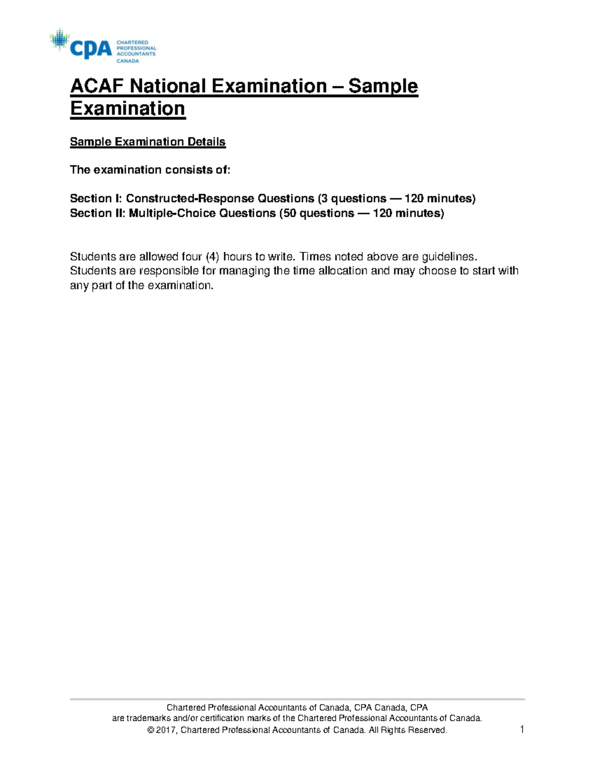 G10442-EC ACAF-National-Examination-Sample EN - Chartered Professional ...