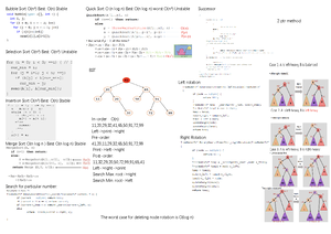 CS2040C Cheatsheet - OOP Classes Blueprint that defines properties and behavior of an object ...