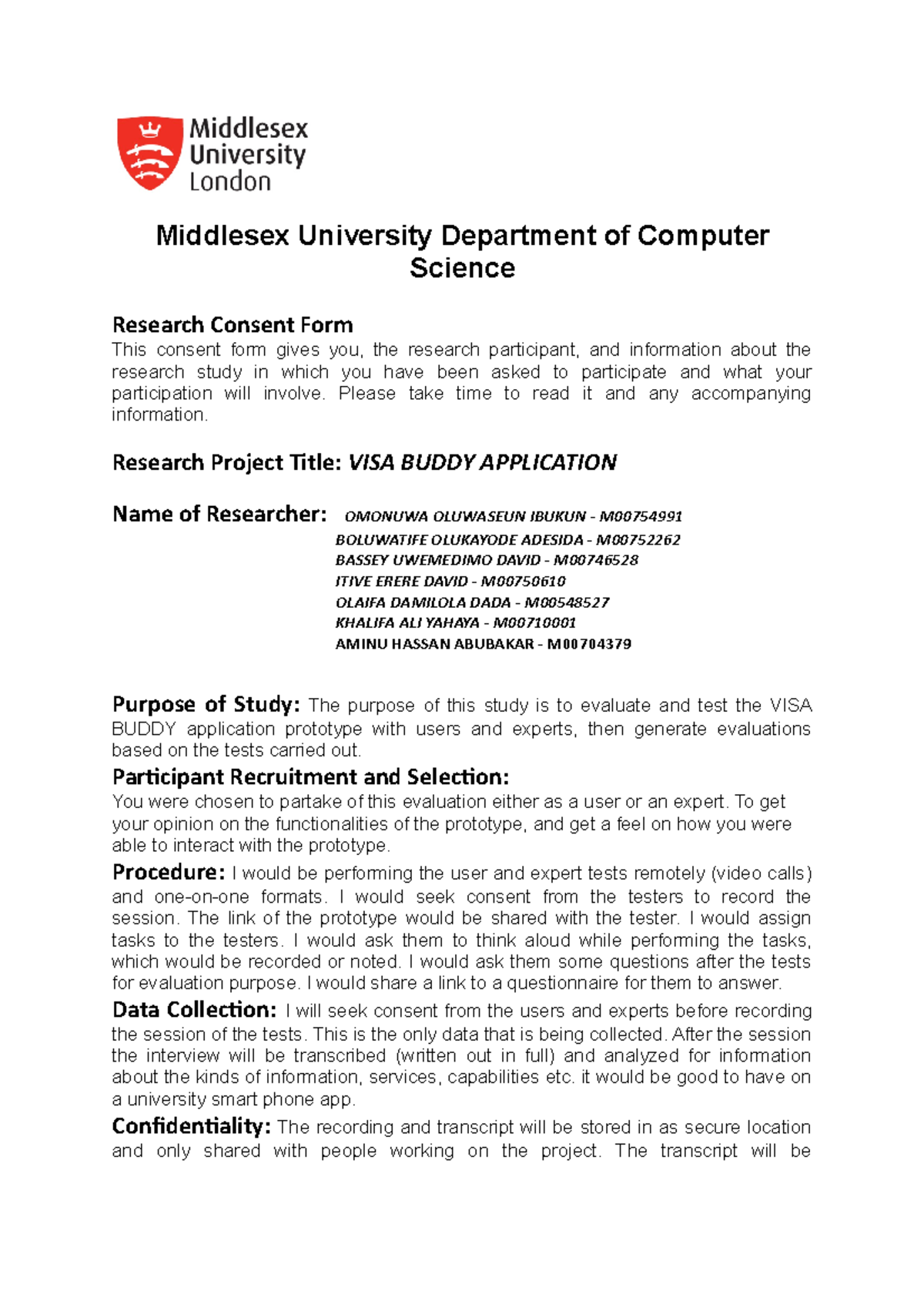 Consent Sheet NEW - Middlesex University Department of Computer Science ...