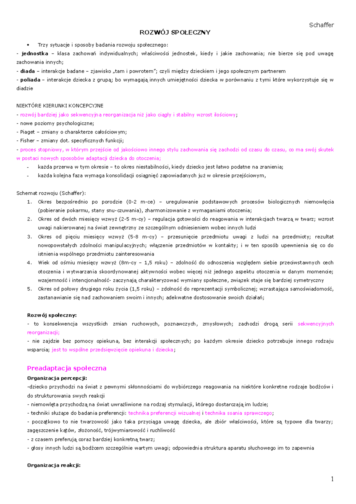 Schaffer - Streszczenie - Schaffer ROZWÓJ SPOŁECZNY Trzy sytuacje i ...