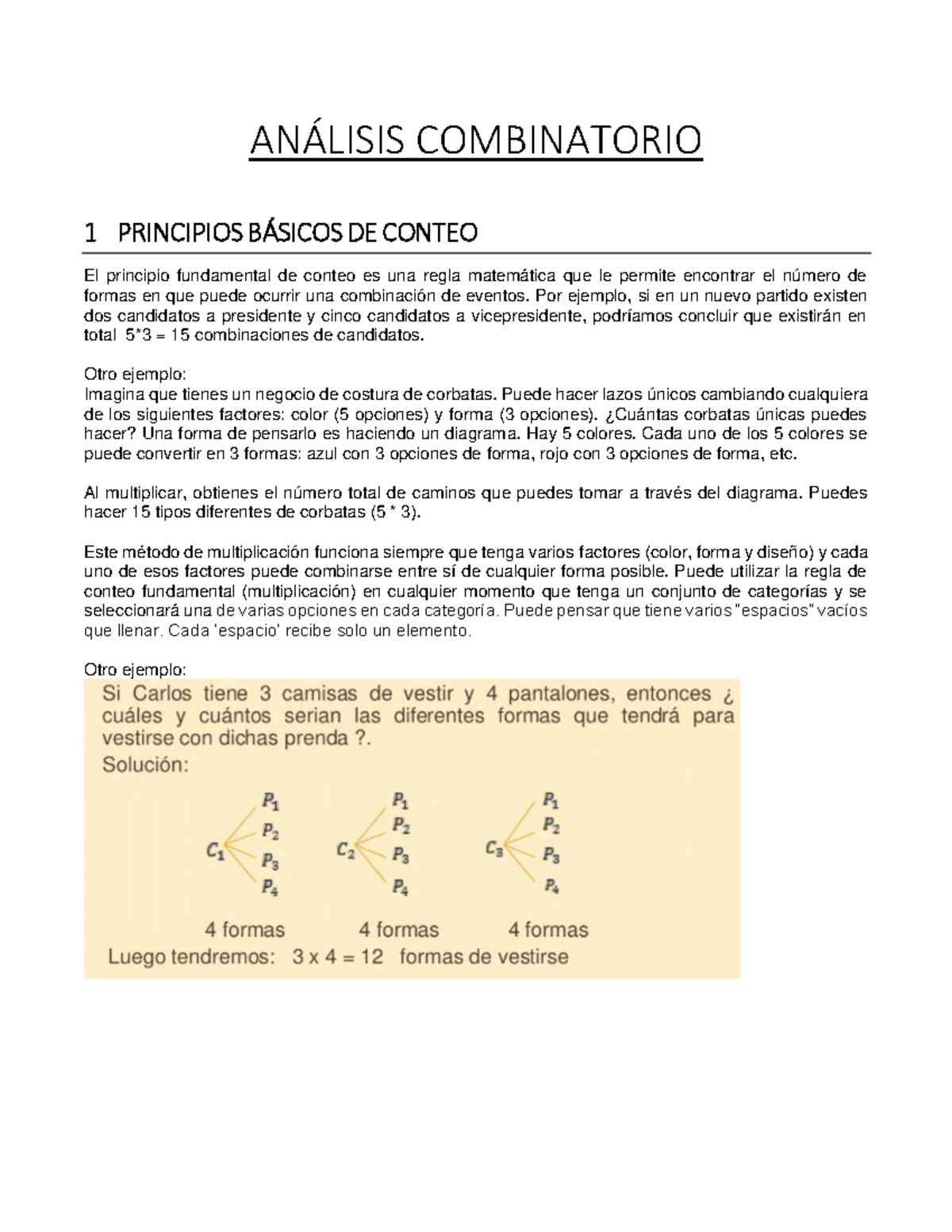 Análisis Combinatorio - ANÁLISIS COMBINATORIO 1 PRINCIPIOS BÁSICOS DE ...