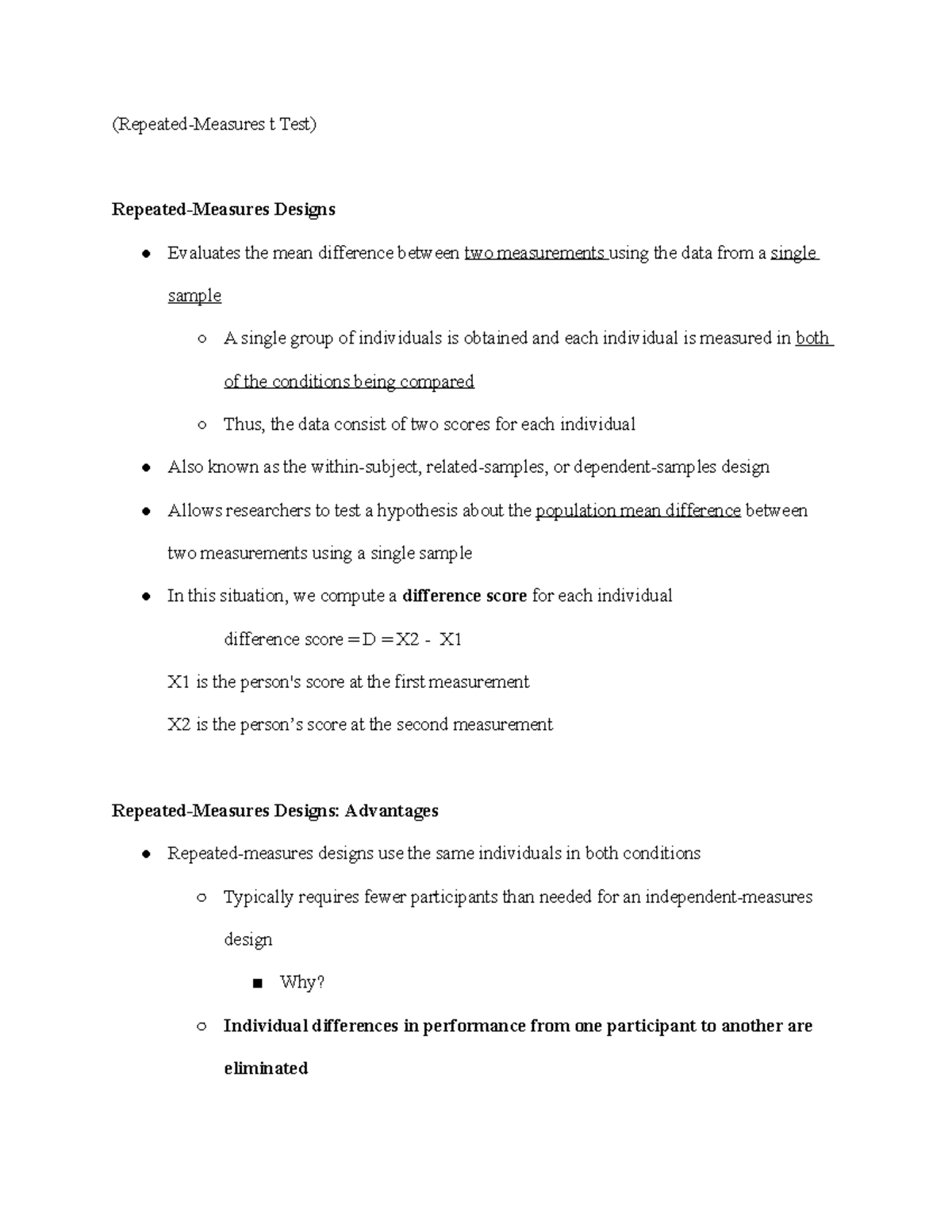 The t Test for Two Related Samples - (Repeated-Measures t Test ...