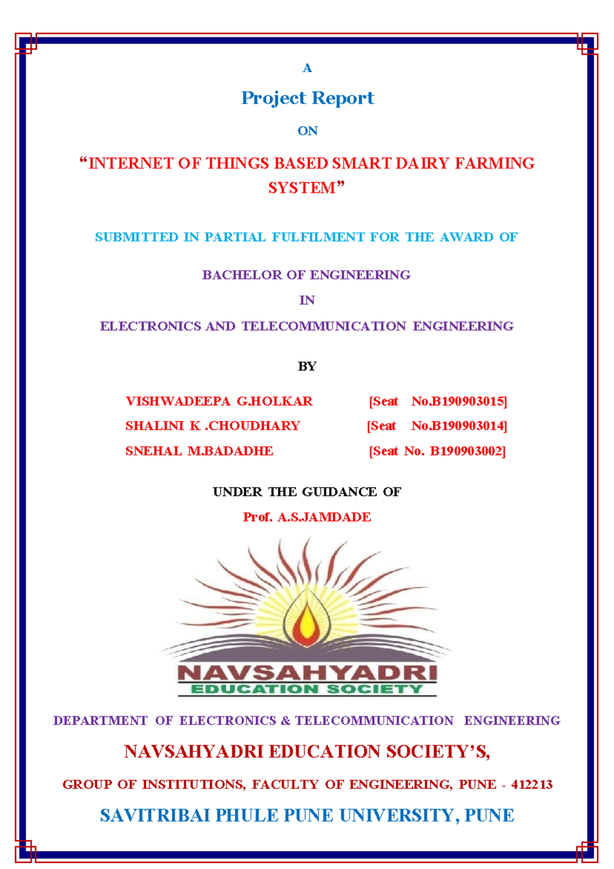 IOT Based Smart Dairy Farming System 18 - A Project Report ON “INTERNET ...