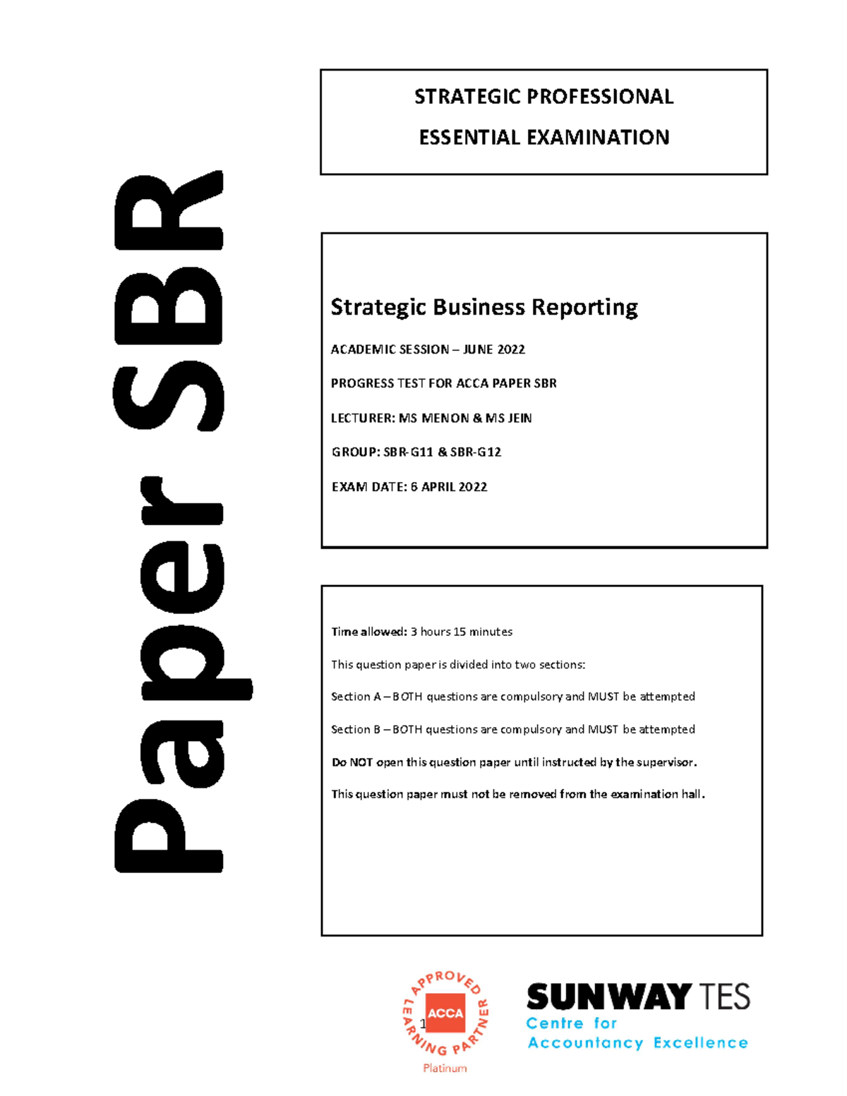 SBR PT J22 Q - PT June 2022 - STRATEGIC PROFESSIONAL ESSENTIAL ...