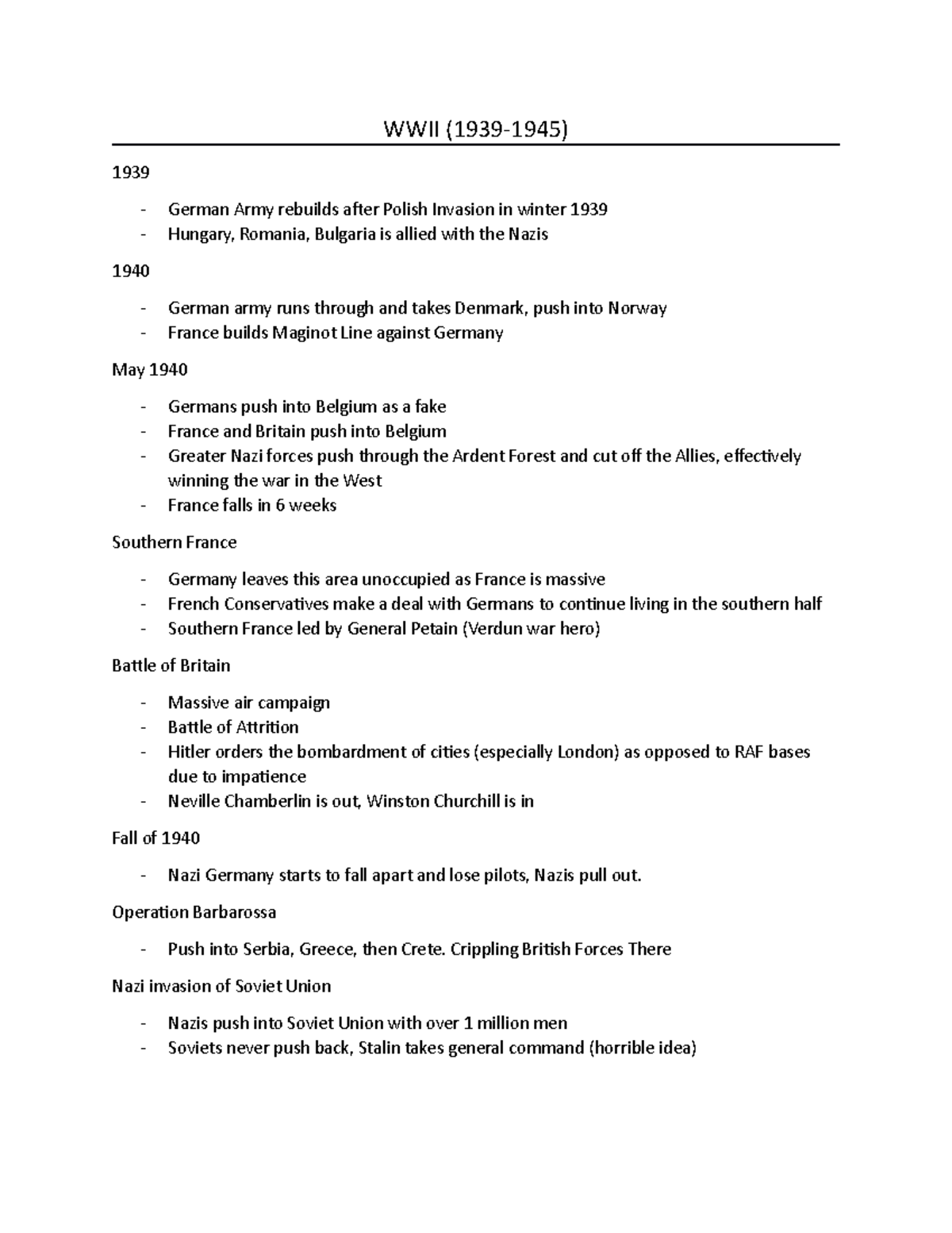 WWII - Covers the AP European History Notes (Uploader scored a 5 on the ...