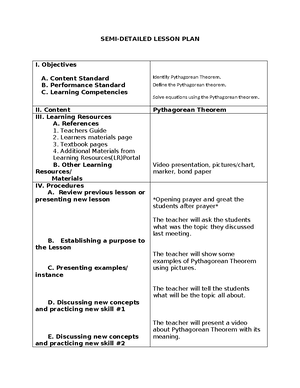 Grade 2 Semi Detailed - I. OBJECTIVES A. Content Standard demonstrates ...