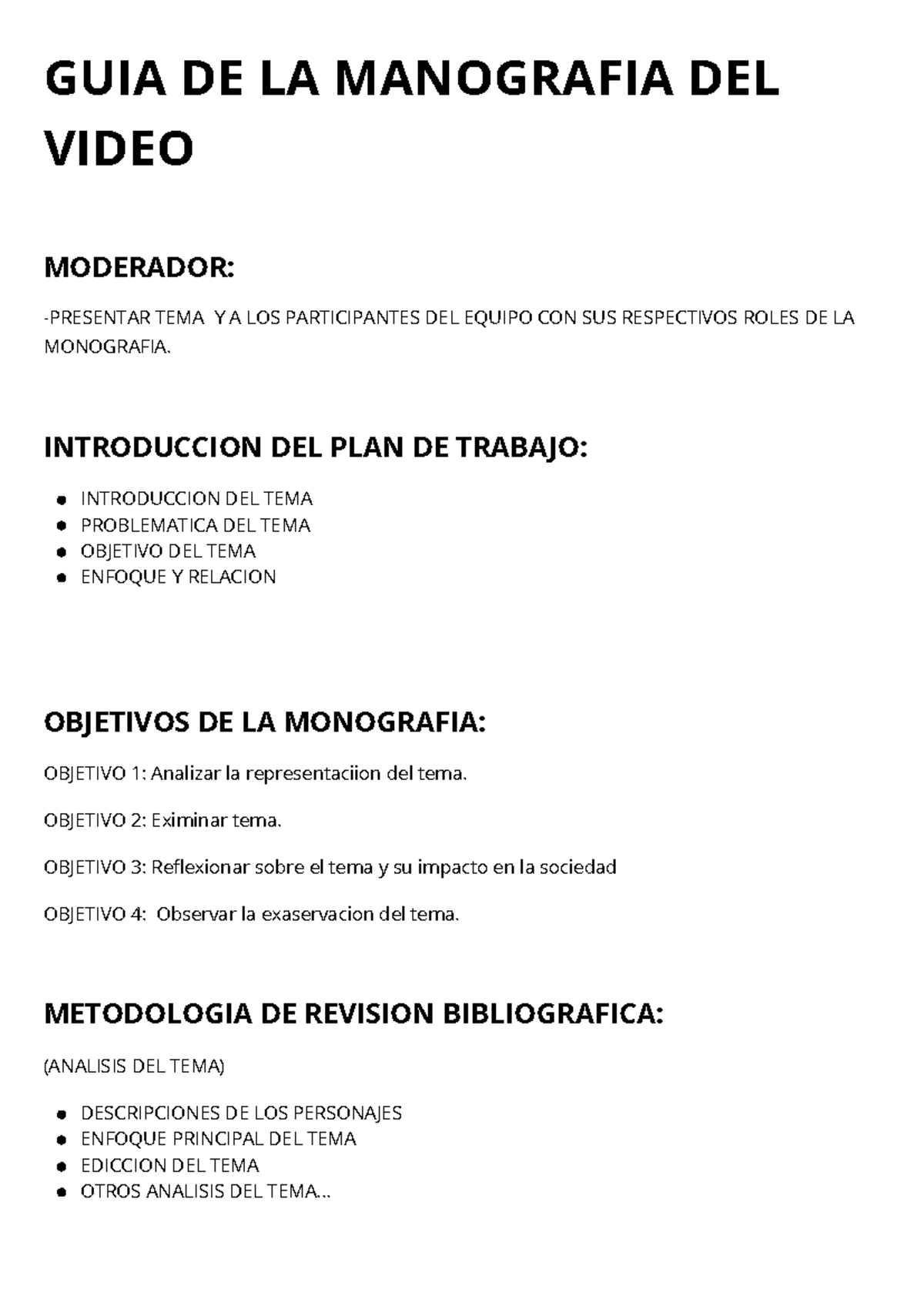 Guia de monografia - es una guía - GUIA DE LA MANOGRAFIA DEL VIDEO ...
