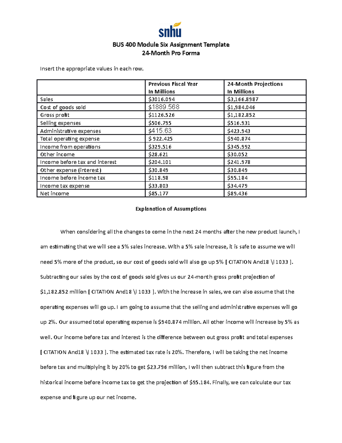 Module Six Assignment Template - BUS 400 Module Six Assignment Template ...