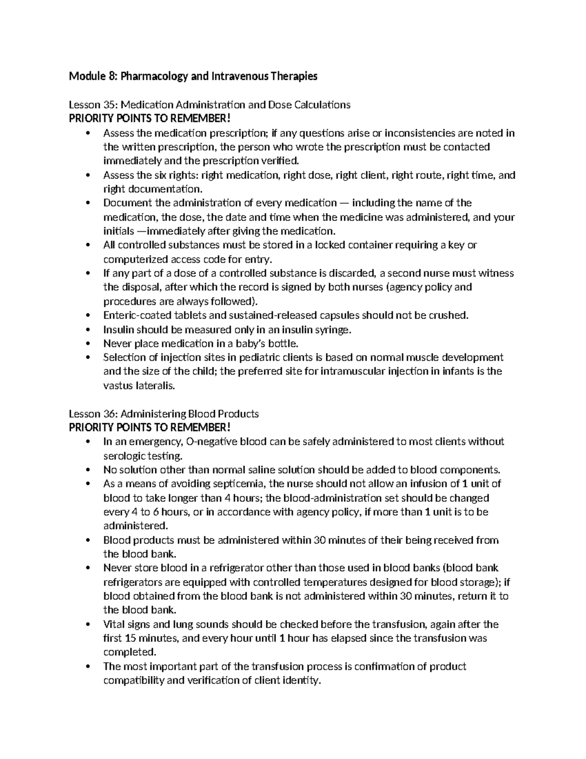 HESI Compass Module 8 - Information to study for the exit HESI - Module ...