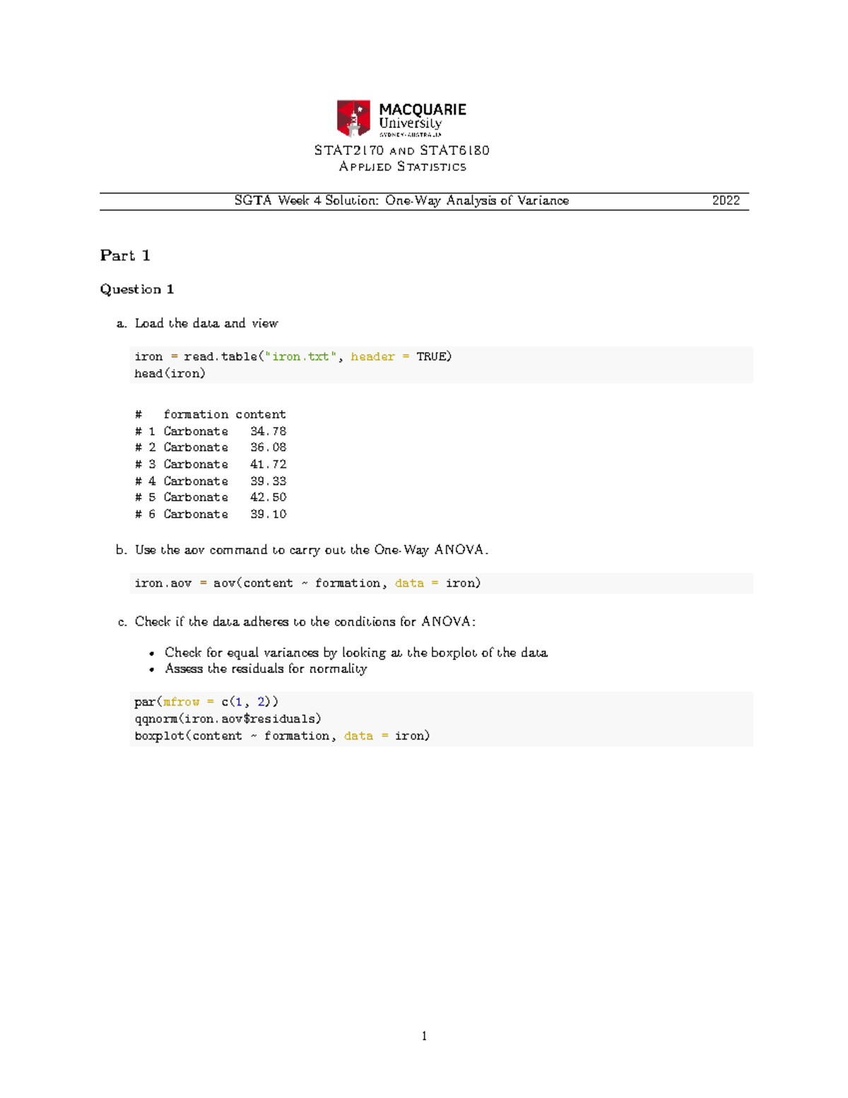 STAT2170 Tutorial Week4 Solution - STAT2170 and STAT Applied Statistics SGTA Week 4 Solution ...