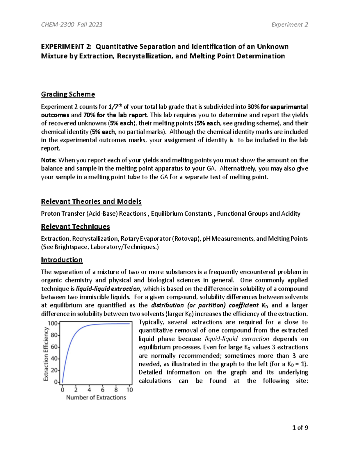 Exp 2 Identification of Unknown Mixture - EXPERIMENT 2 : Quantitative Separation and ...