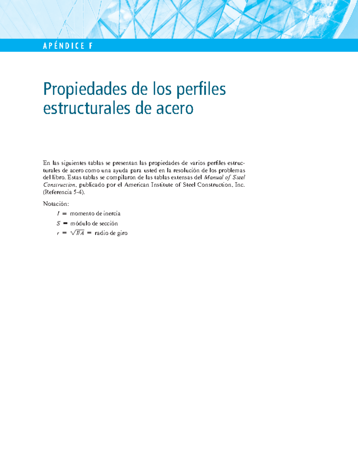 Tablas para diseño de vigas - A P É N D I C E F Propiedades de los ...