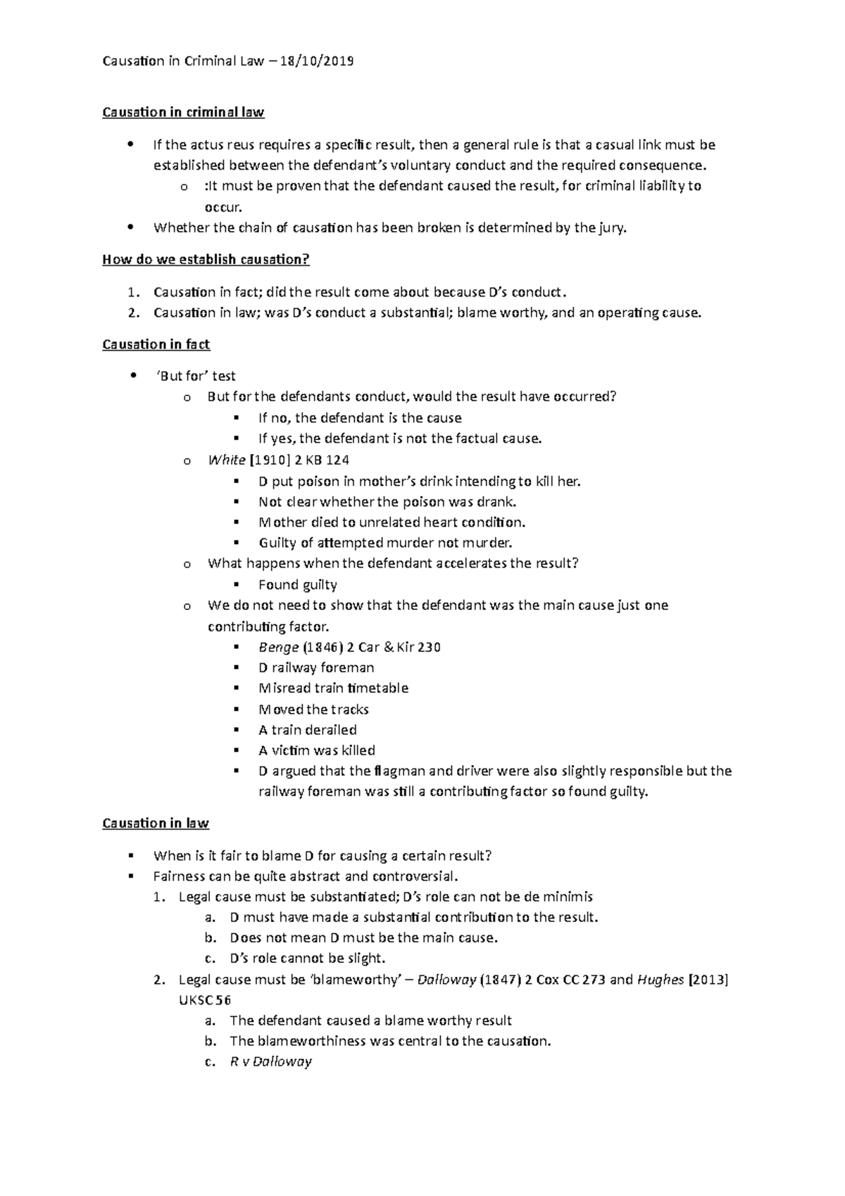 Causation Actus Reus Causation In Criminal Law 18 10 Causation In Criminal Law If The Actus