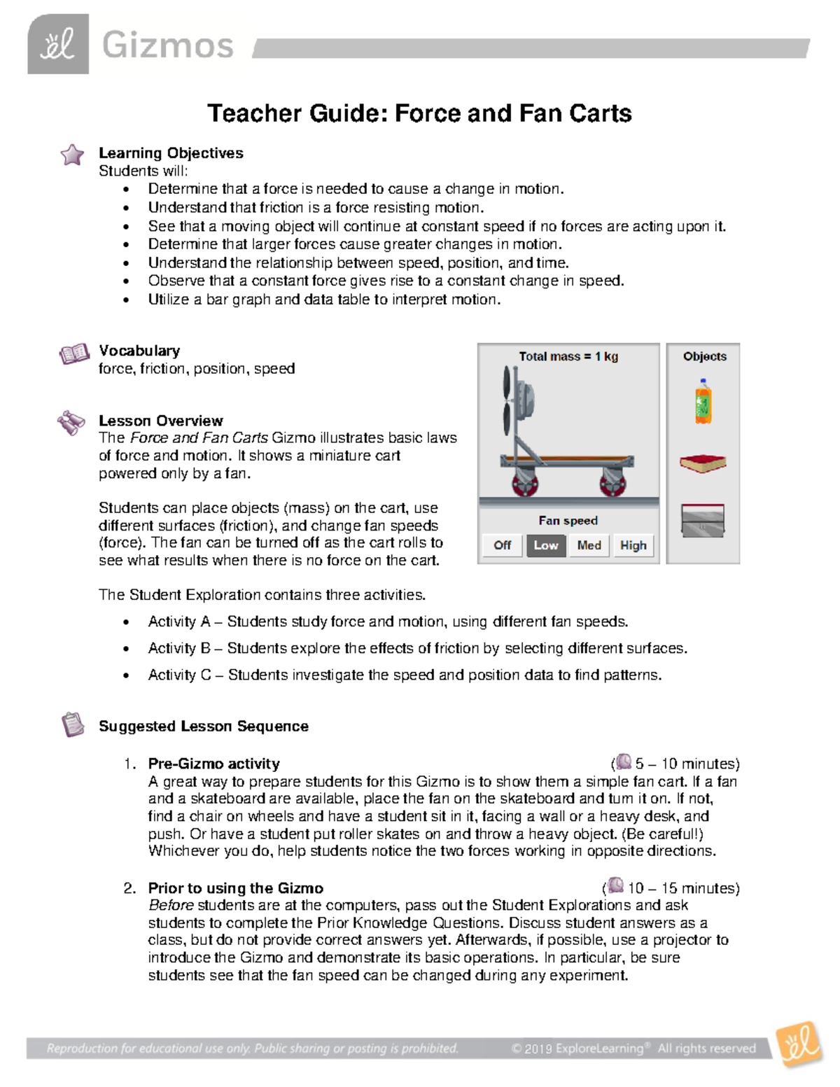 Force Fan Carts TG - N/A - 2019 Teacher Guide: Force and Fan Carts ...