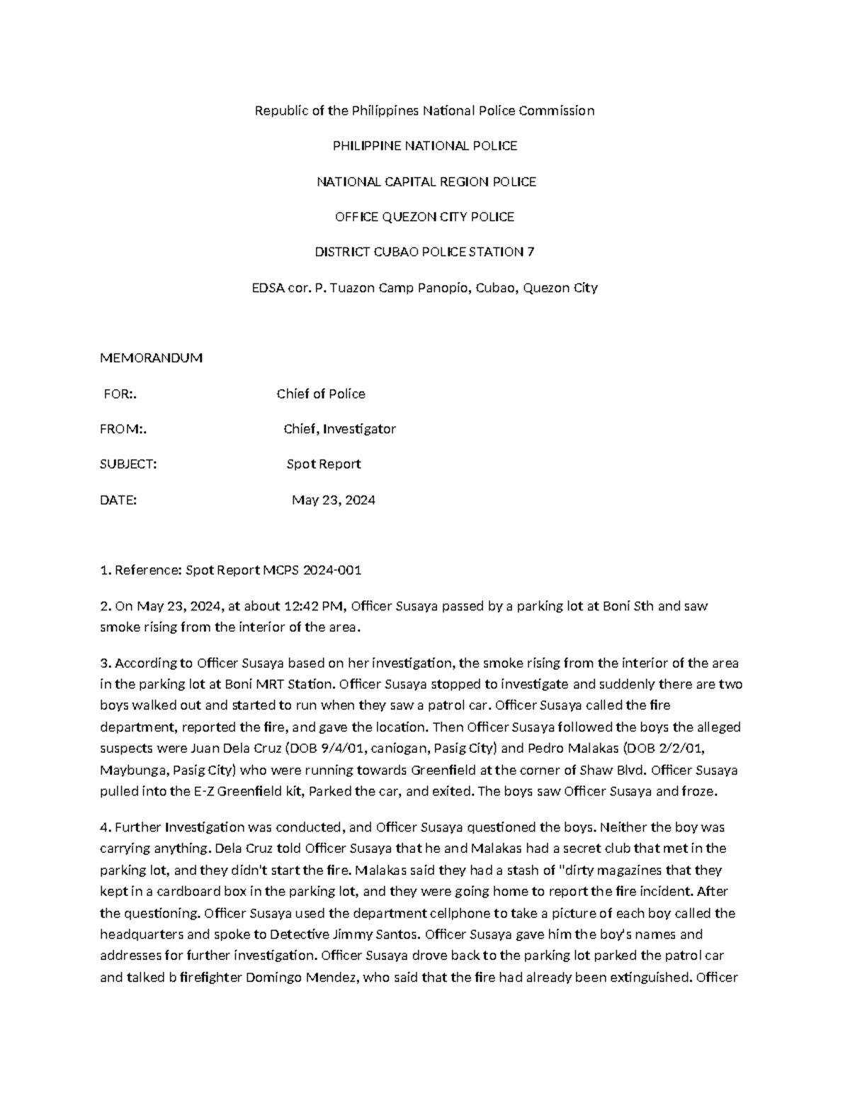 SPOT- Report - hello - Republic of the Philippines National Police ...