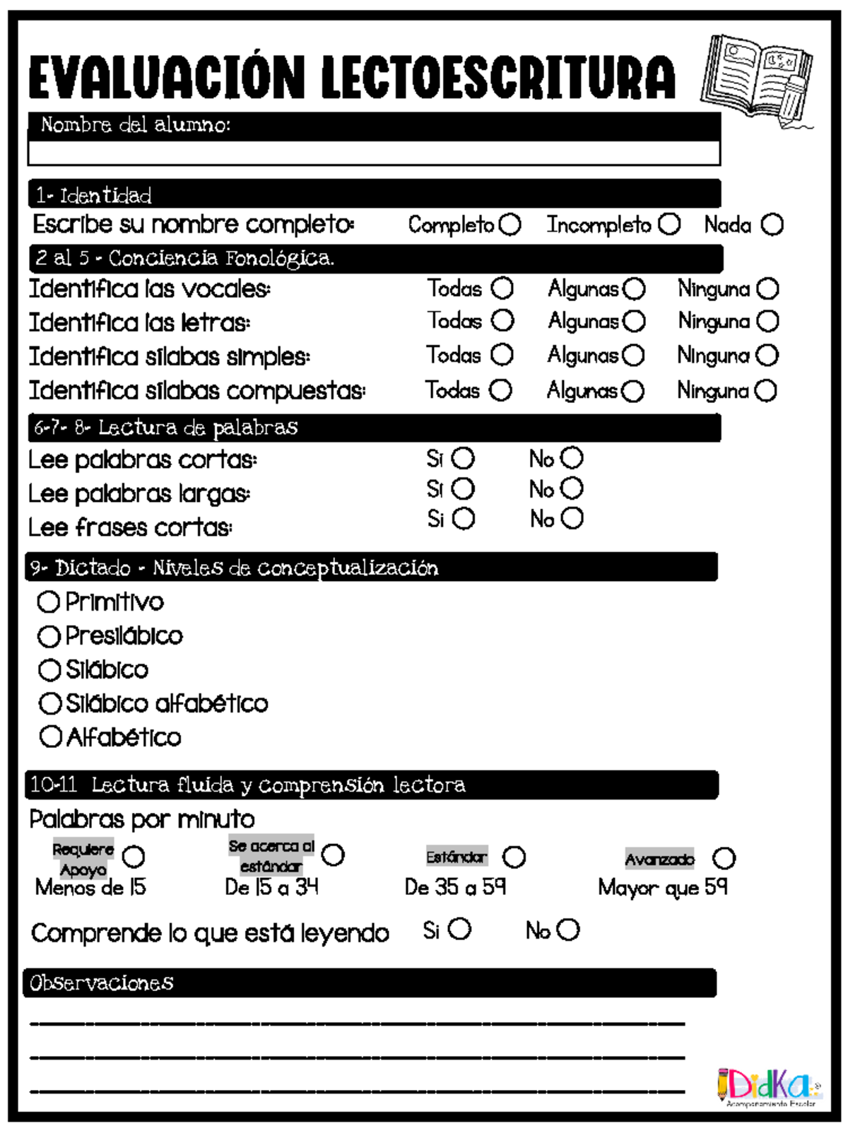 Evaluación final - lectoescritura. pdf - Nombre del alumno: 1 - Identidad ####### Escribe su ...
