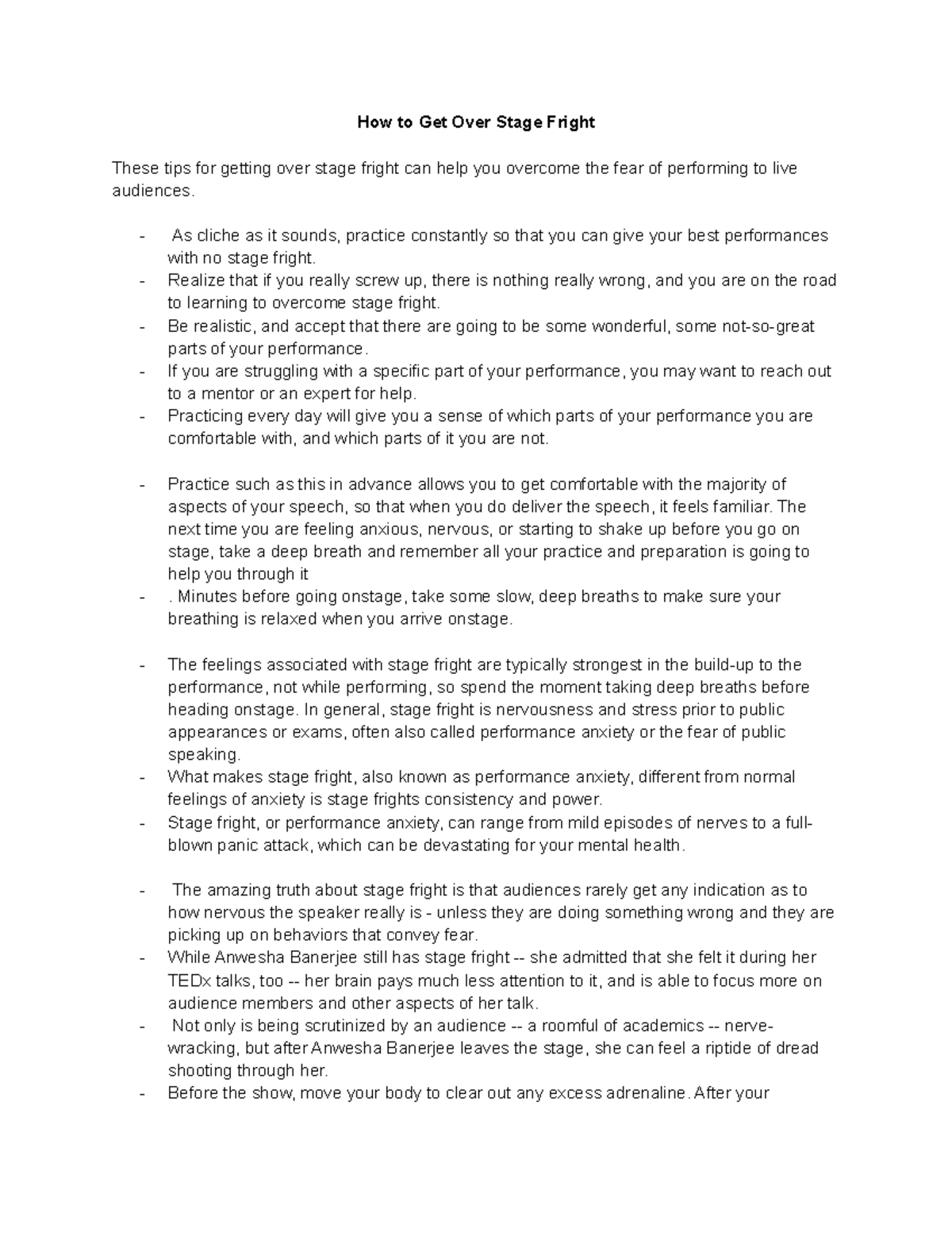 How to Get Over Stage Fright - As cliche as it sounds, practice ...