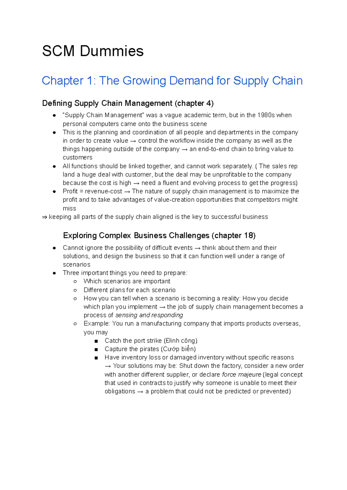 SCM Dummies C1 - SCM Dummies Chapter 1: The Growing Demand for Supply Chain Defining Supply ...