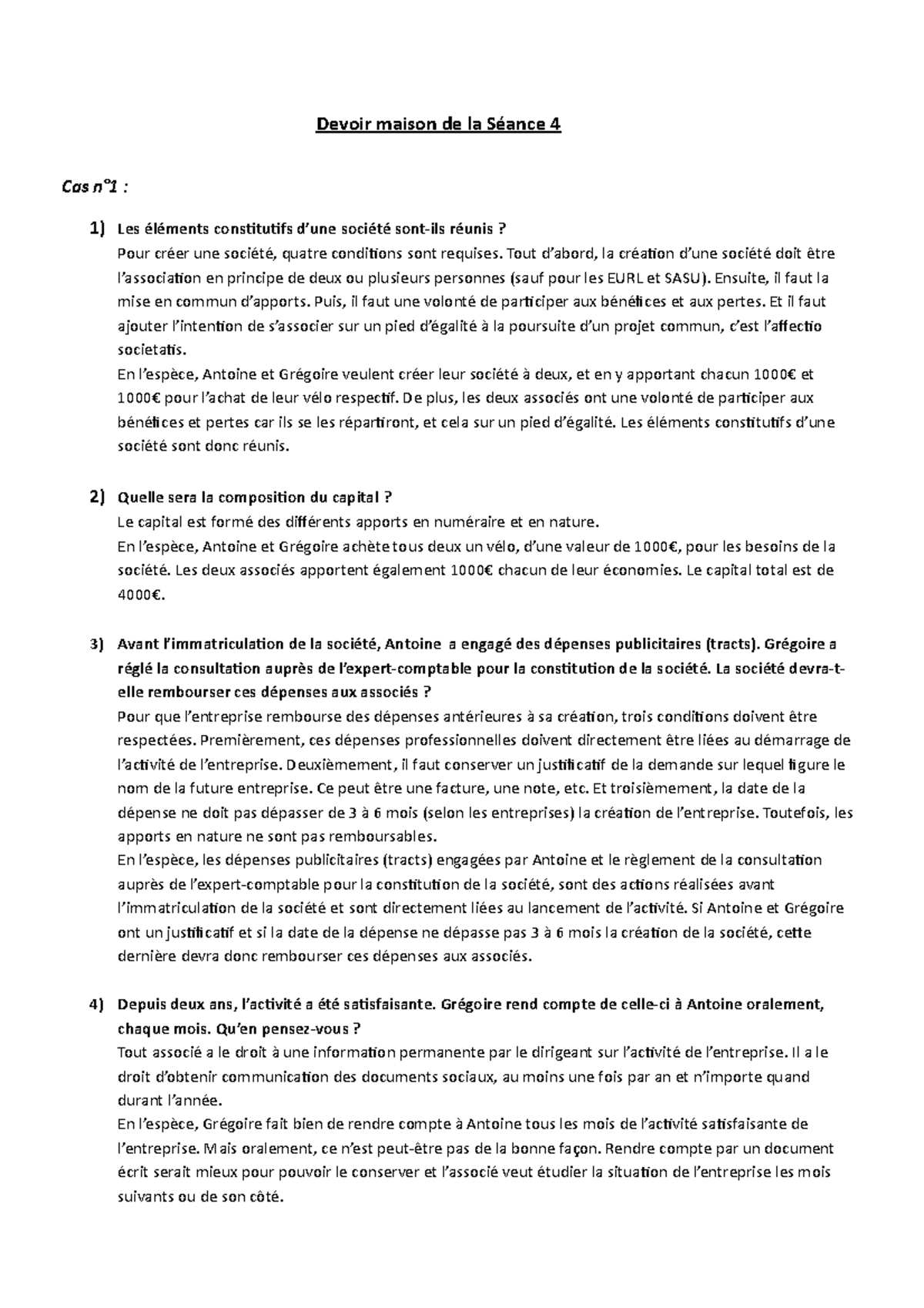 Devoir maison de la Séance 4 - La société - Devoir maison de la Séance 4 Cas n°1 : 1) Les ...