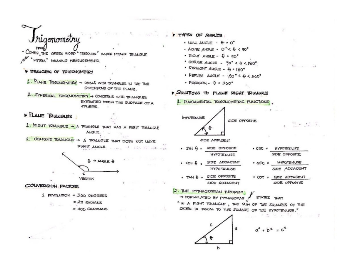 Trigonometry Notes - Civil Engineering - Warning: TT: undefined ...