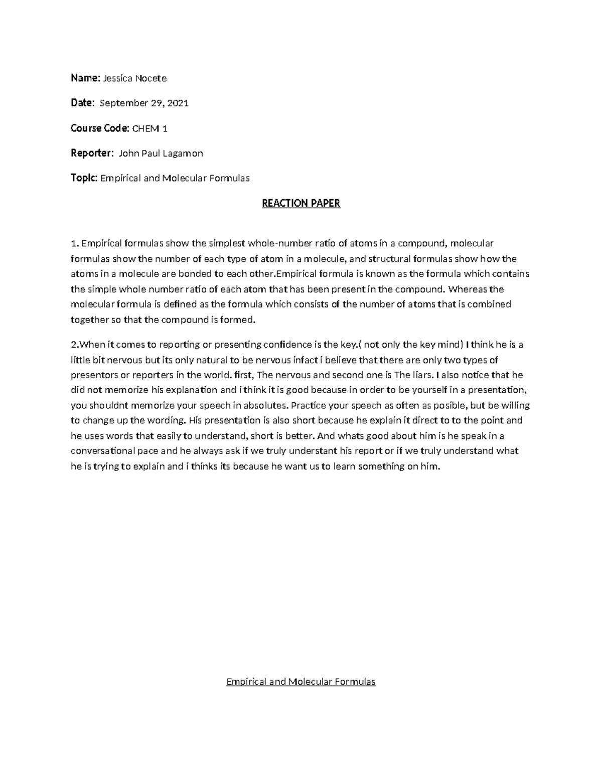 Lagamon - a bried explanation - Name: Jessica Nocete Date: September 29 ...