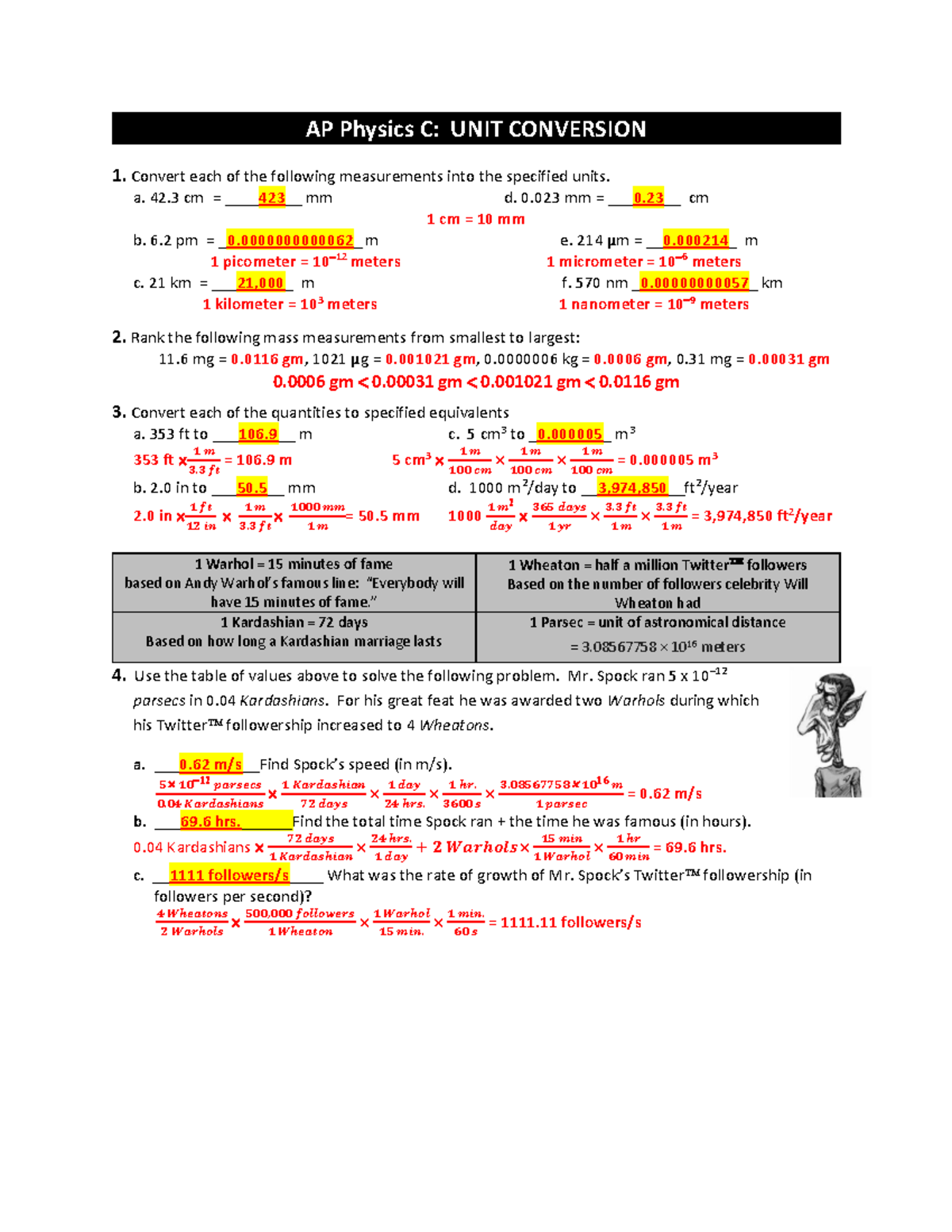 Hw units and dimensional analysis 2017 ans key - AP Physics C: UNIT ...