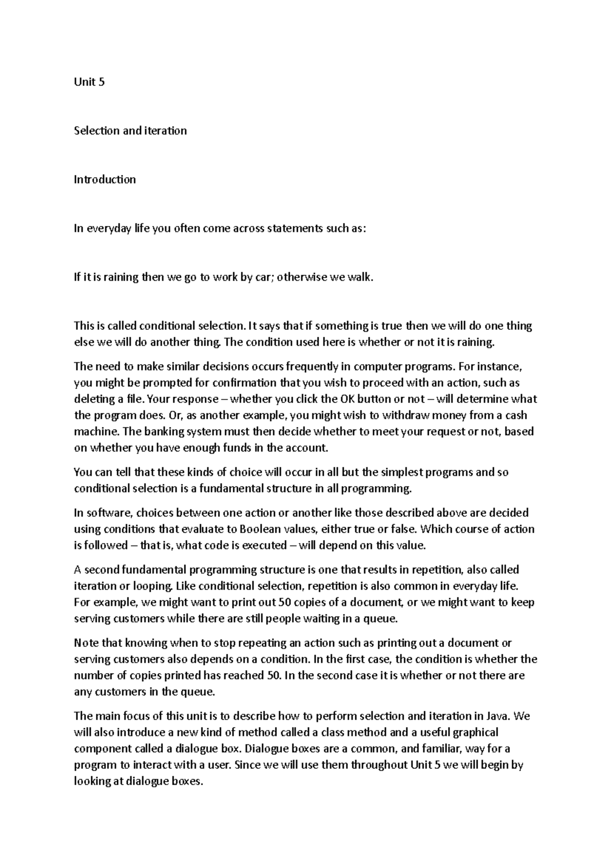 Unit 5 - intro, 2 - in depth notes on the units in the M250 module ...