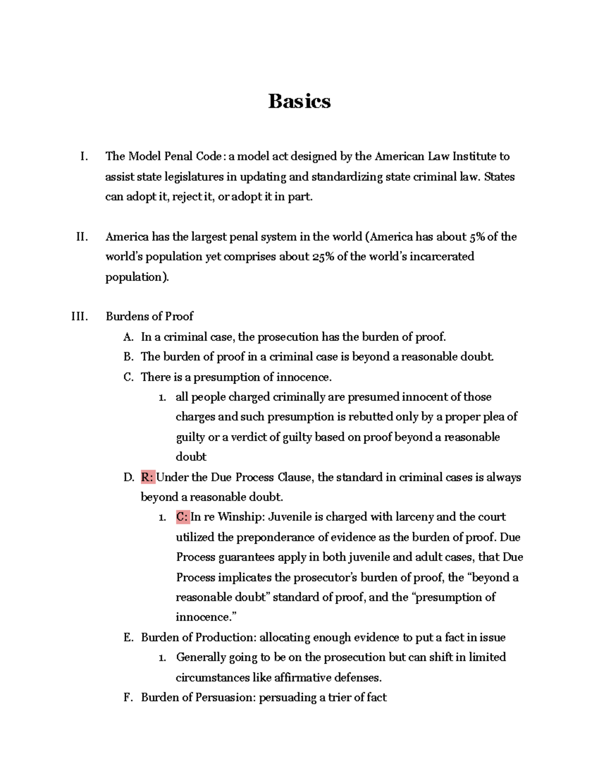 Criminal Law Outline - Dorfman 1L Crim Law - Basics I. The Model Penal Code: a model act ...