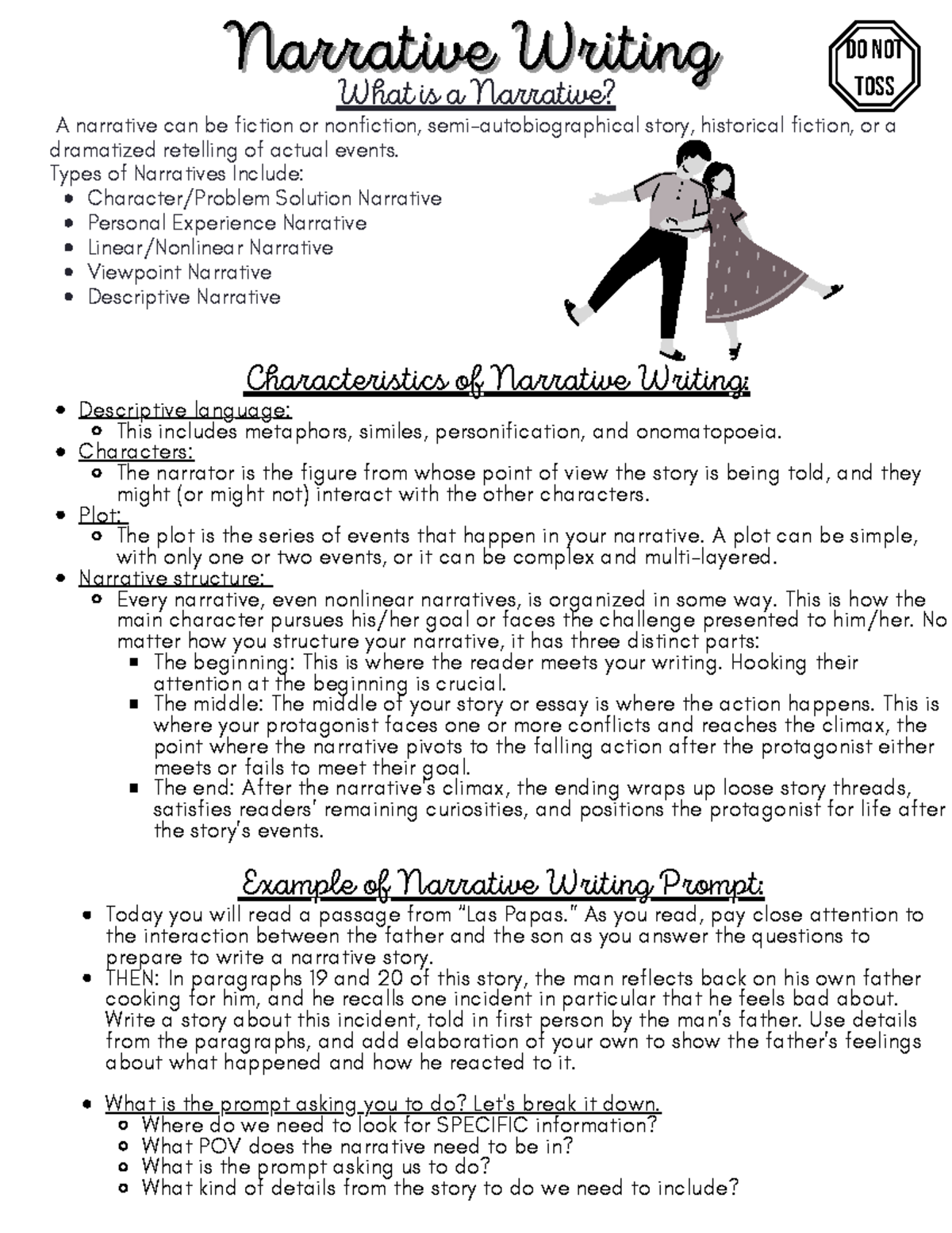 Narrative Writing - reference materials - Character/Problem Solution ...
