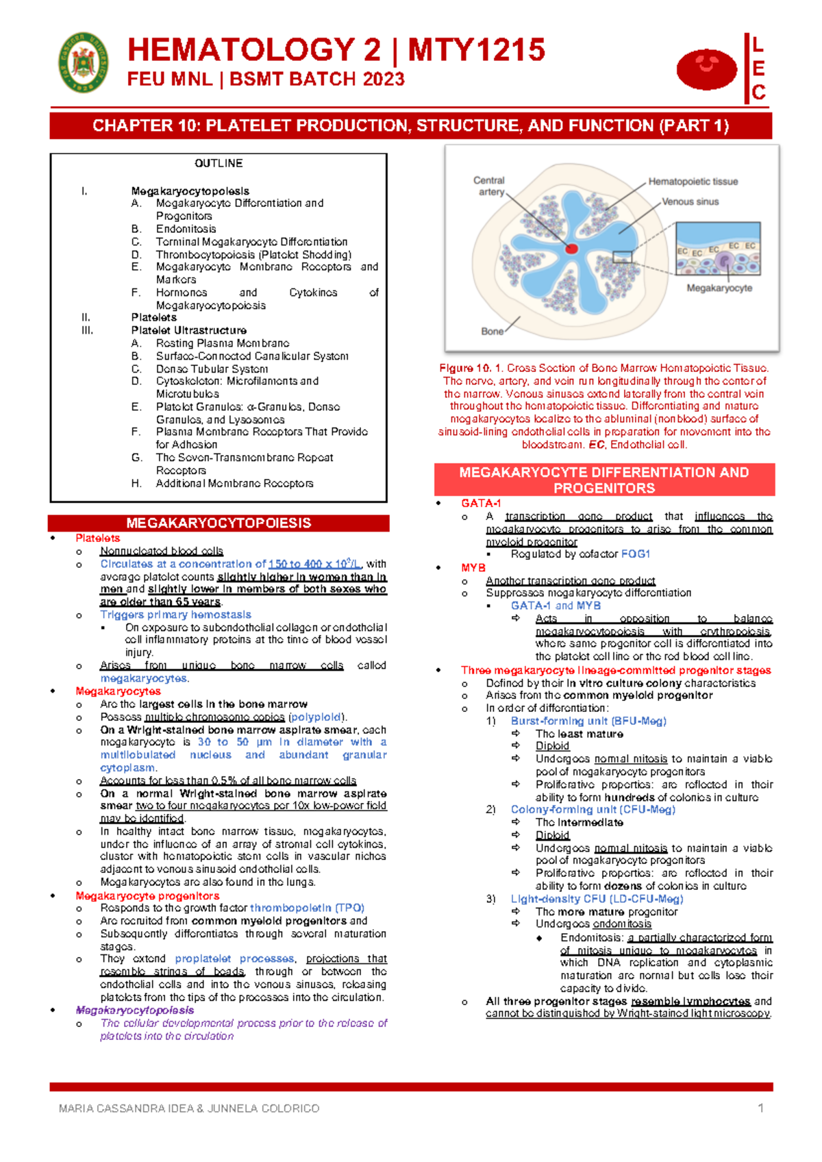 1- Platelet - HEMATOLOGY 2 | MTY121 5 FEU MNL | BSMT BATCH 2023 - Studocu