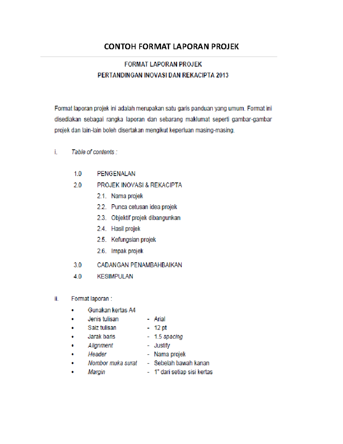 Contoh Format Laporan Projek - Teaching English As Second Language ...