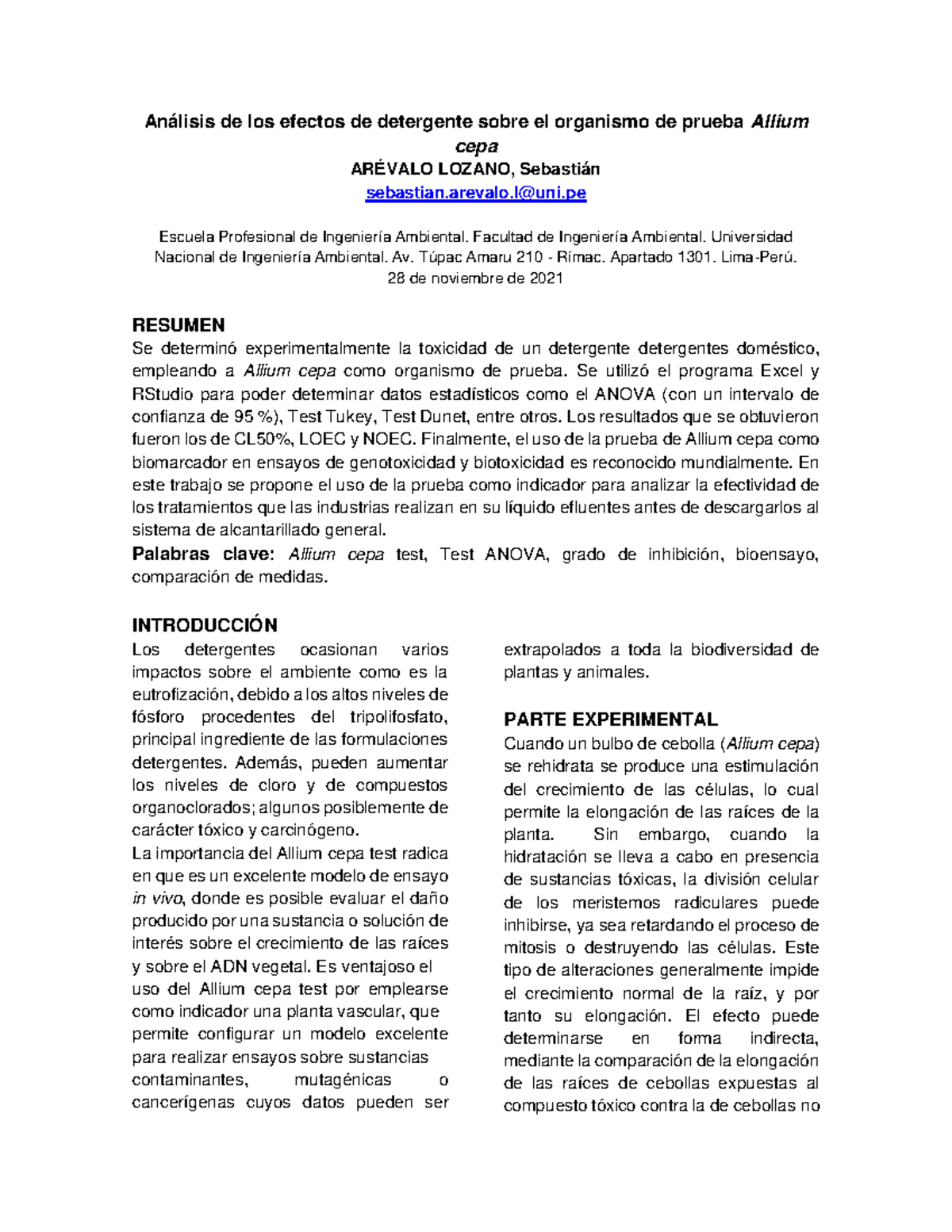 Bioensayo Final - Aplicación de Allium cepa como bioindicador ...